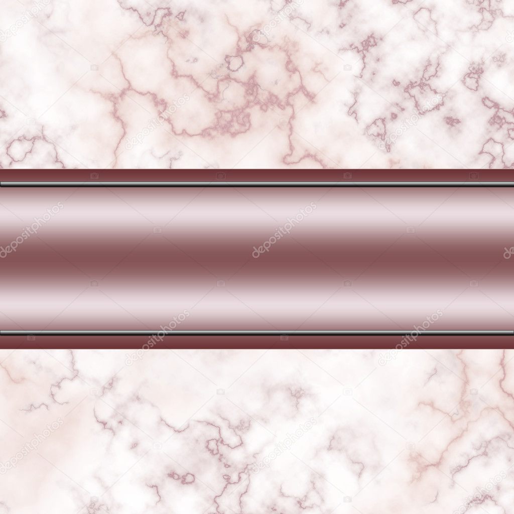 Baldosas de mármol violeta y barra metálica para insertar texto o ...