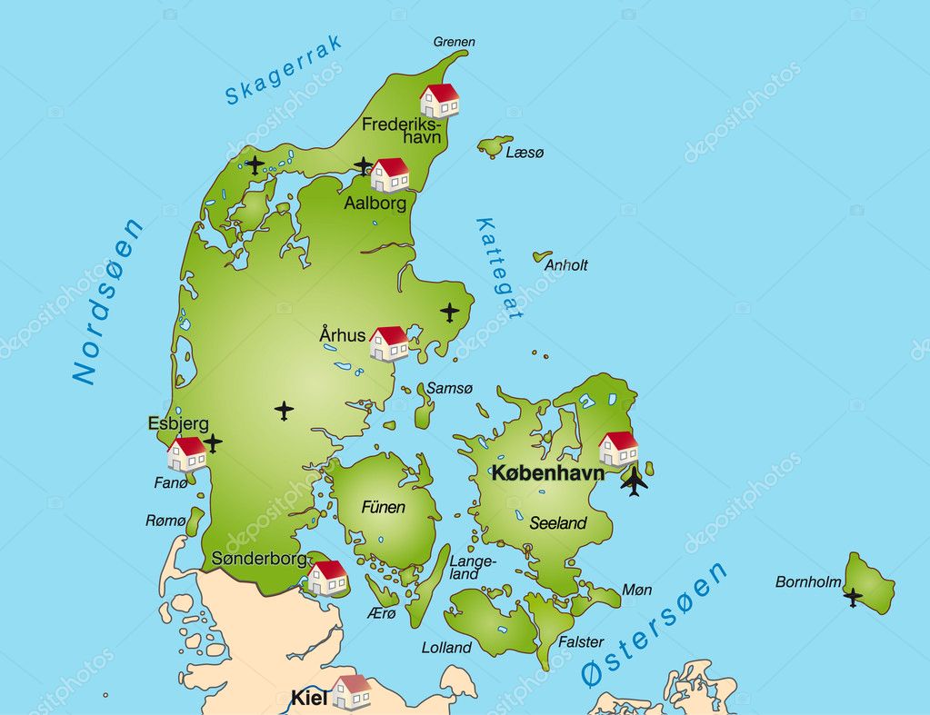 Mapa Dánska — Stock Vektor © artalis #9051527