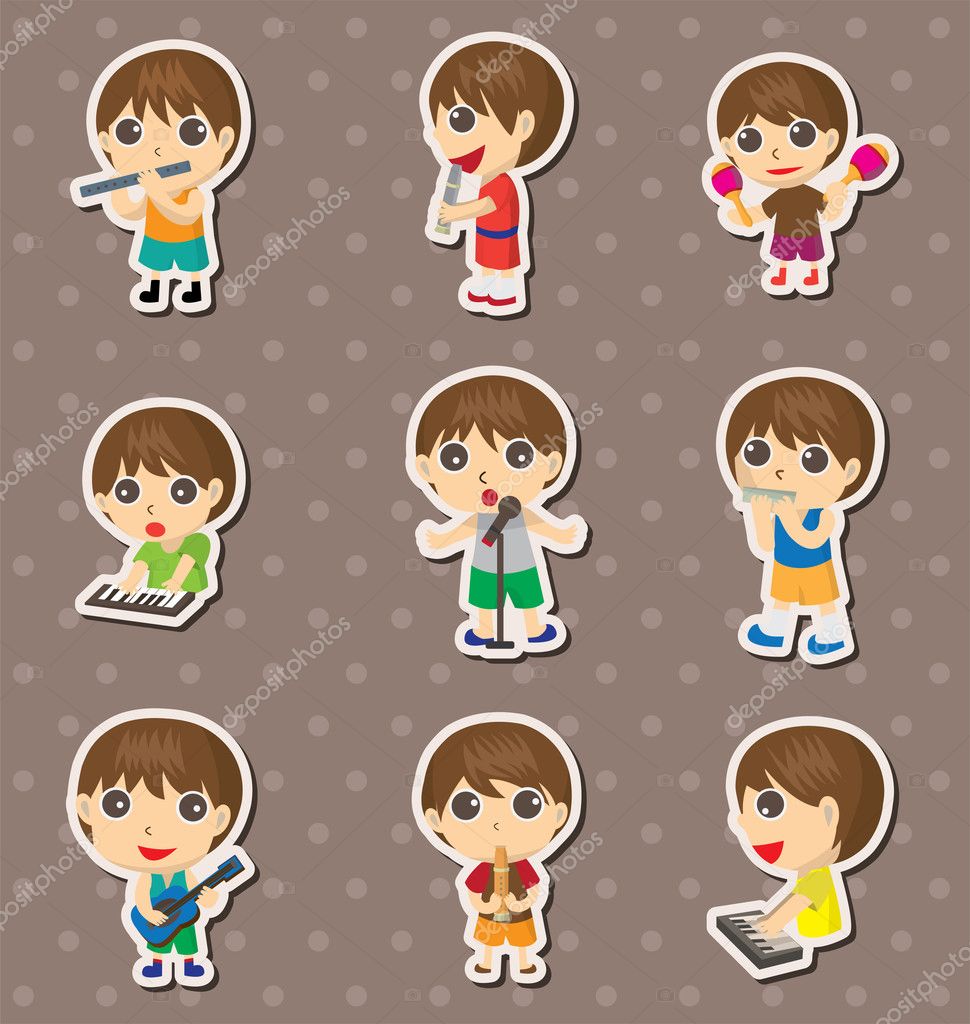 Kid play music stickers Stock Vector Image by ©mocoo2003 #10268712
