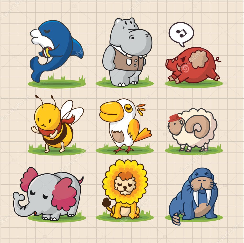 Cute cartoon animals Stock Vector by ©mocoo2003 8035151