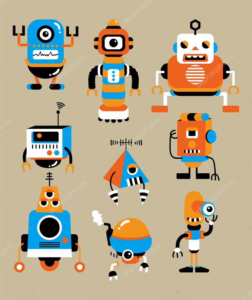 Robots | Robot cute, Robot cartoon, Robot illustration