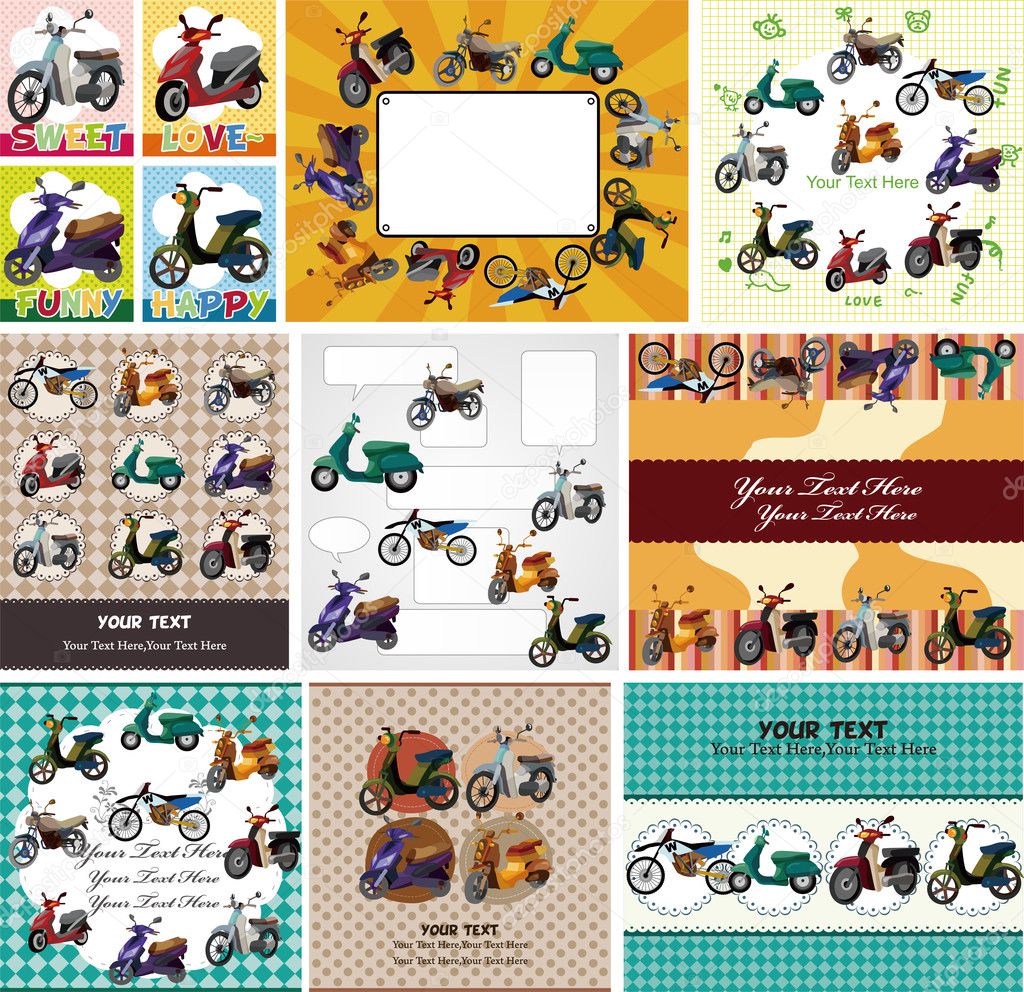 Cartoon motorcycle card Stock Vector Image by ©mocoo2003 #9828772