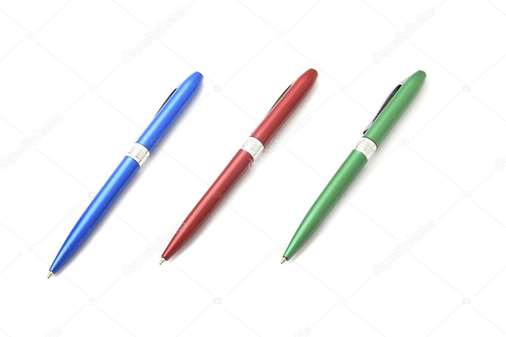Three pens on a white backgroun — Stock Photo © Fdanka #9292225