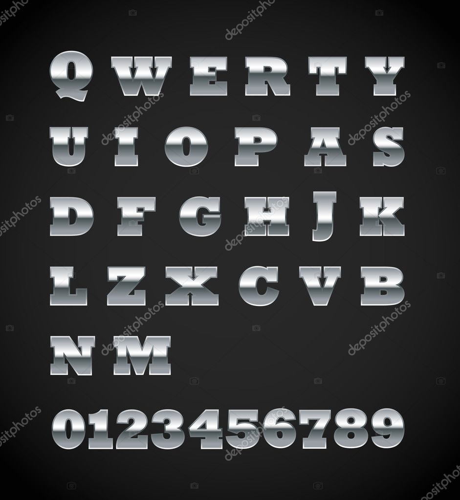 Set of matte metal letters on black — Stock Vector © tovovan_ #10052564