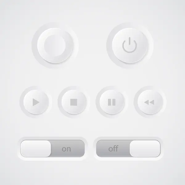 Modern Light UI Controls Web Design Software Elements: Buttons, Switchers, Audio, Video ...