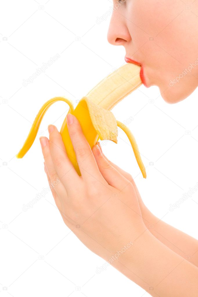 Woman's hands and lips with banana Stock Photo by ©Baton72 9442107