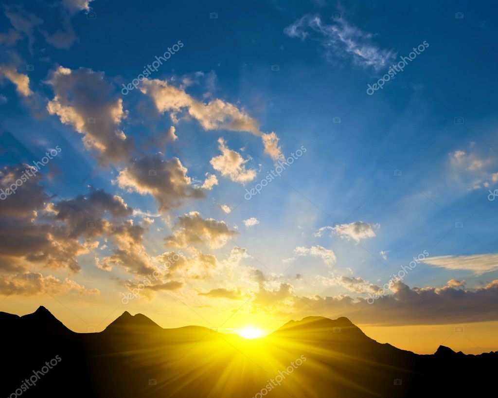 Belo nascer do sol em uma montanha — Stock Photo © york_76 #8072237