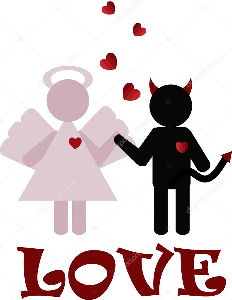 Love of an angel and demon — Stock Vector © ykononova #8537977