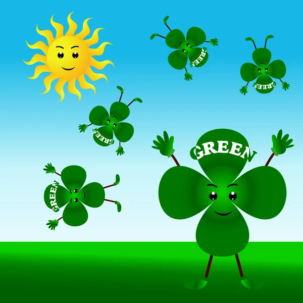 Vector cute cartoon four-leaf clover with many expressions Stock Vector ...