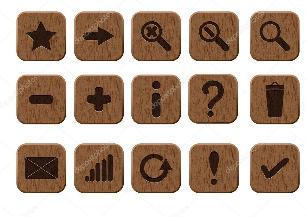Wooden icons set Stock Vector Image by ©Yunna #9794008