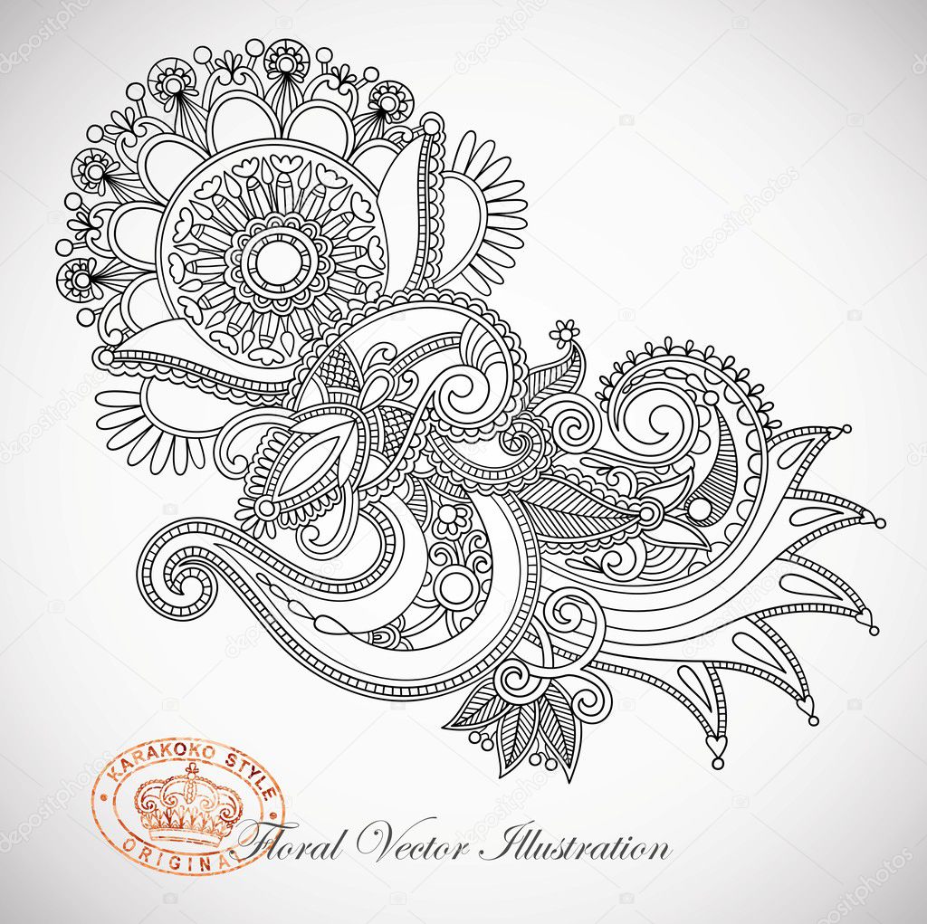 Ornate flower design Stock Vector Image by ©karakotsya #8604818