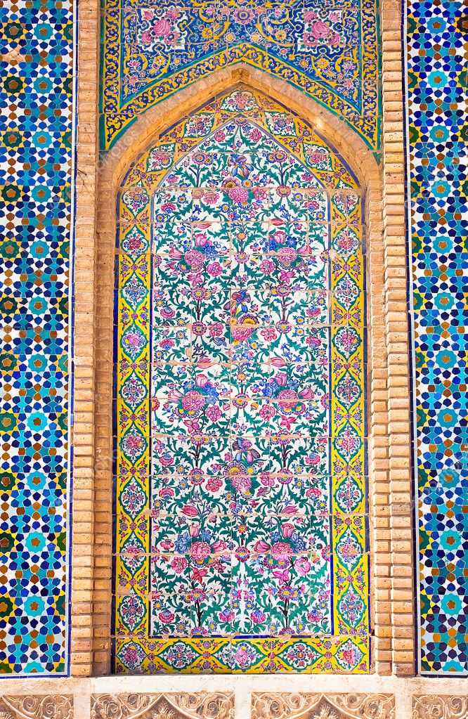 Tiled background, Vakili Mosque, Shiraz, Iran — Stock Photo © master2 ...