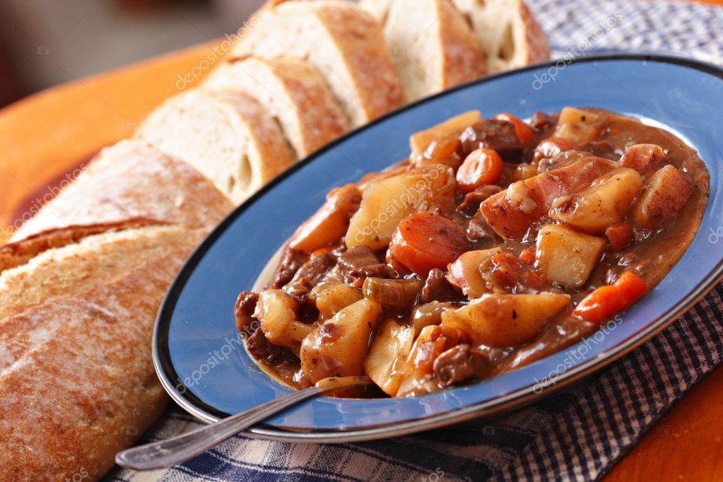Beef stew with bread loaf — Stock Photo © resnick_joshua1 #8641615