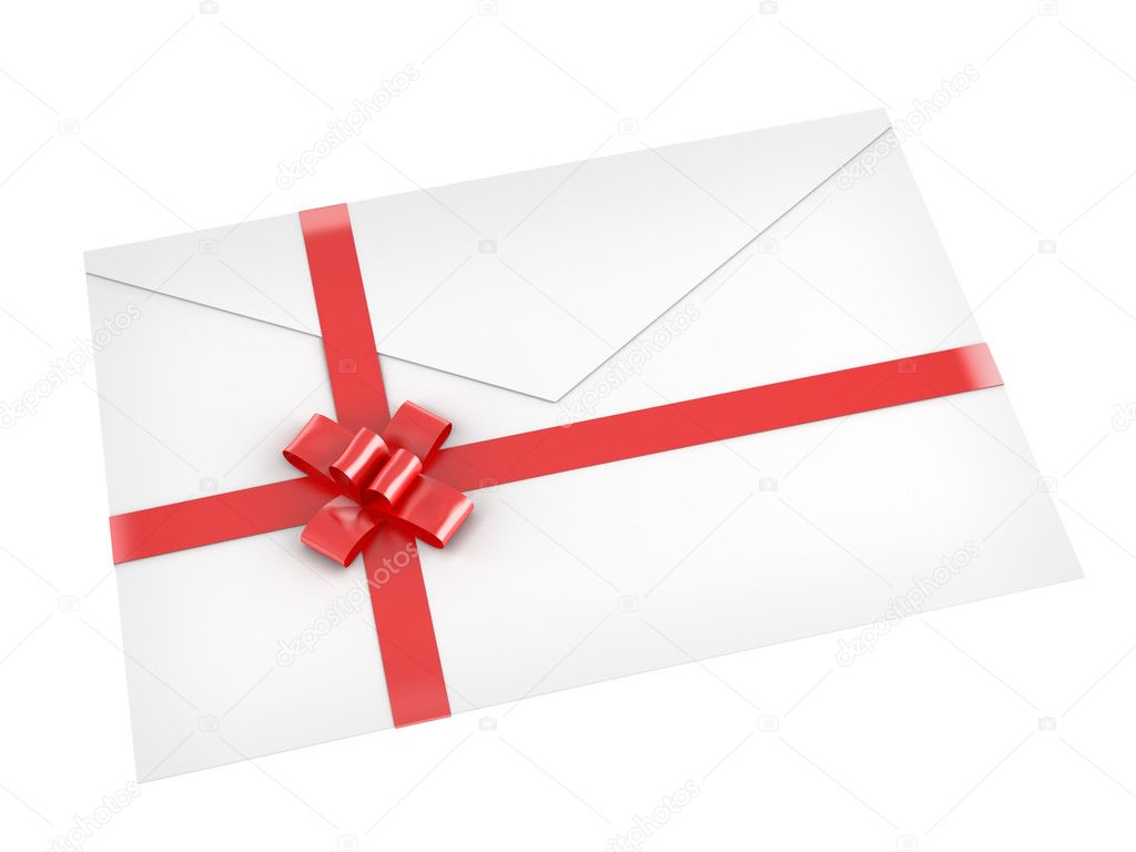 Letter with red ribbon isolated on white — Stock Photo © arquiplay77 ...