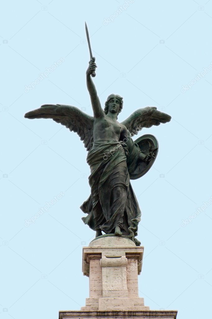 Statue of angel with sword from the Sant'Angelo Bridge in Rome, — Stock ...
