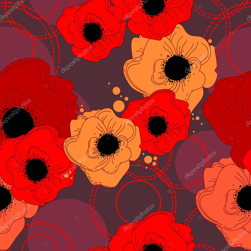 Vector poppy pattern Stock Vector by ©ghouliirina 8845805
