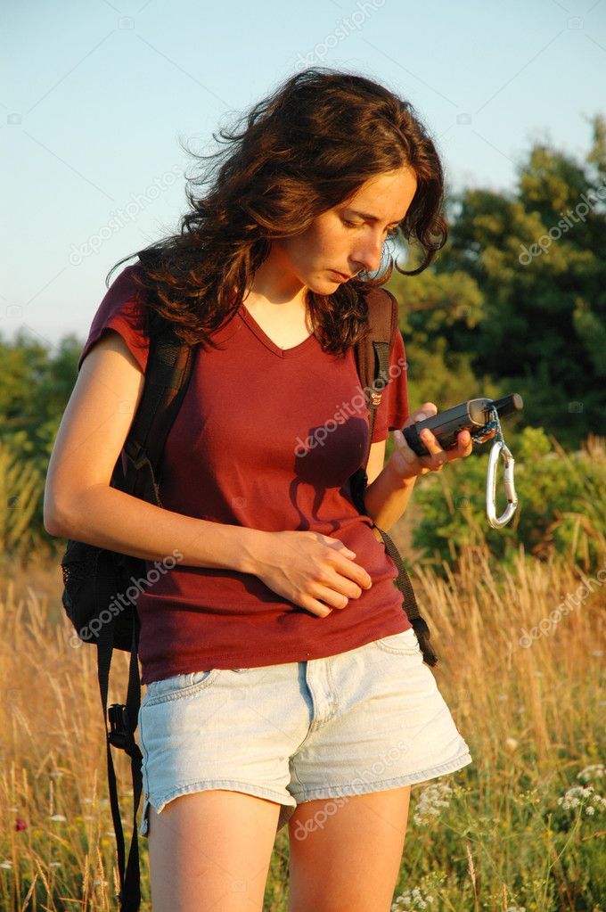 Girl with GPS navigator — Stock Photo © salajean #8411708