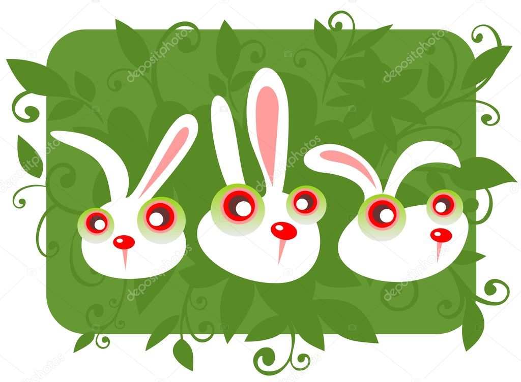 Three cartoon rabbits Stock Vector by ©tokhiti 8836936