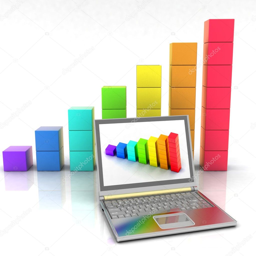 Laptop with chart Stock Photo by ©3DDock 8366352