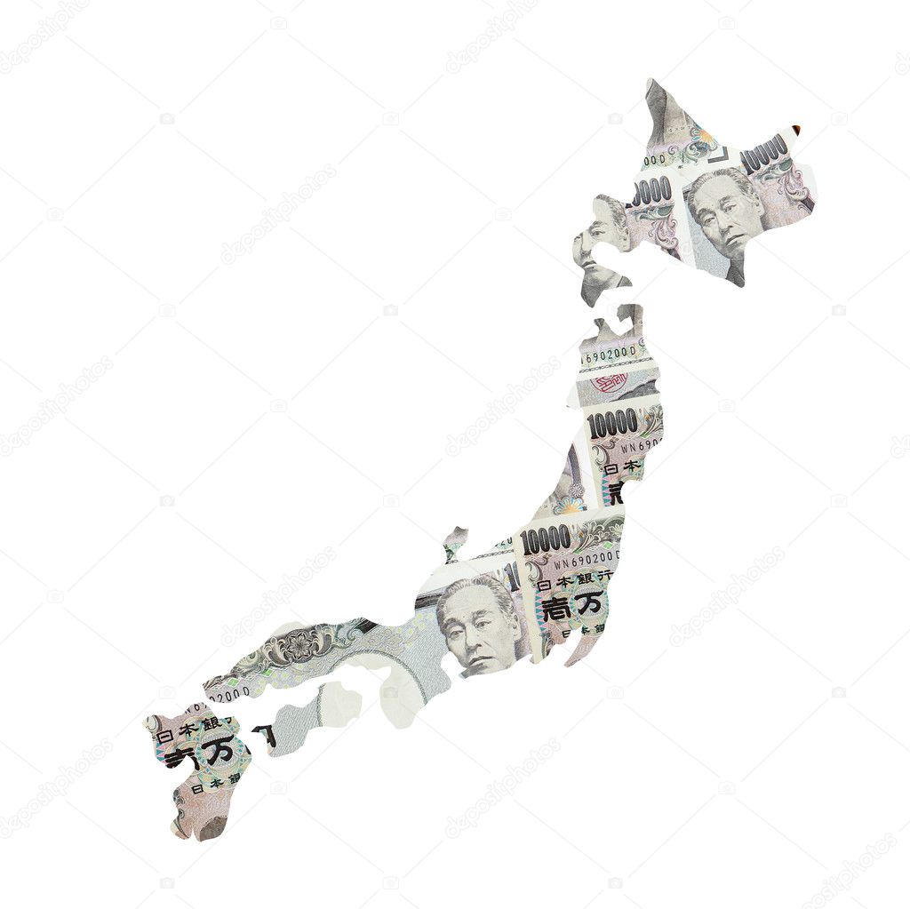 Japan Map made by Japanese Yen currency — Stock Photo © ryanking999 ...