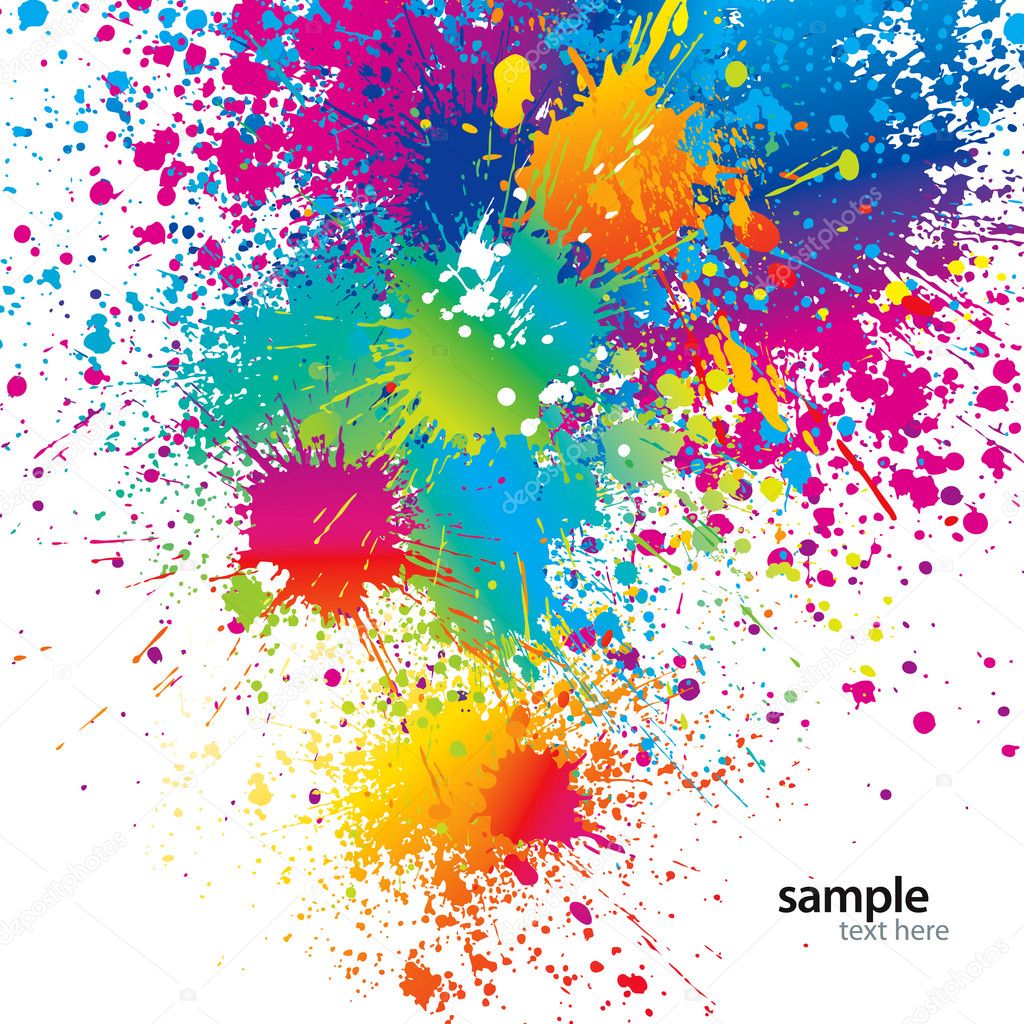 Background with colorful spots and sprays on a white. Vector ill ...