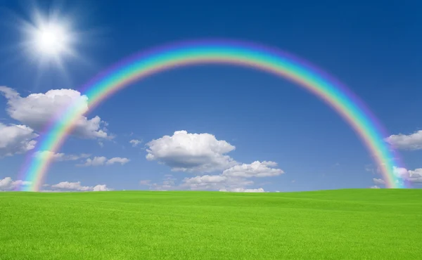 Green field and rainbow Stock Photo by ©lifethree3 8802403