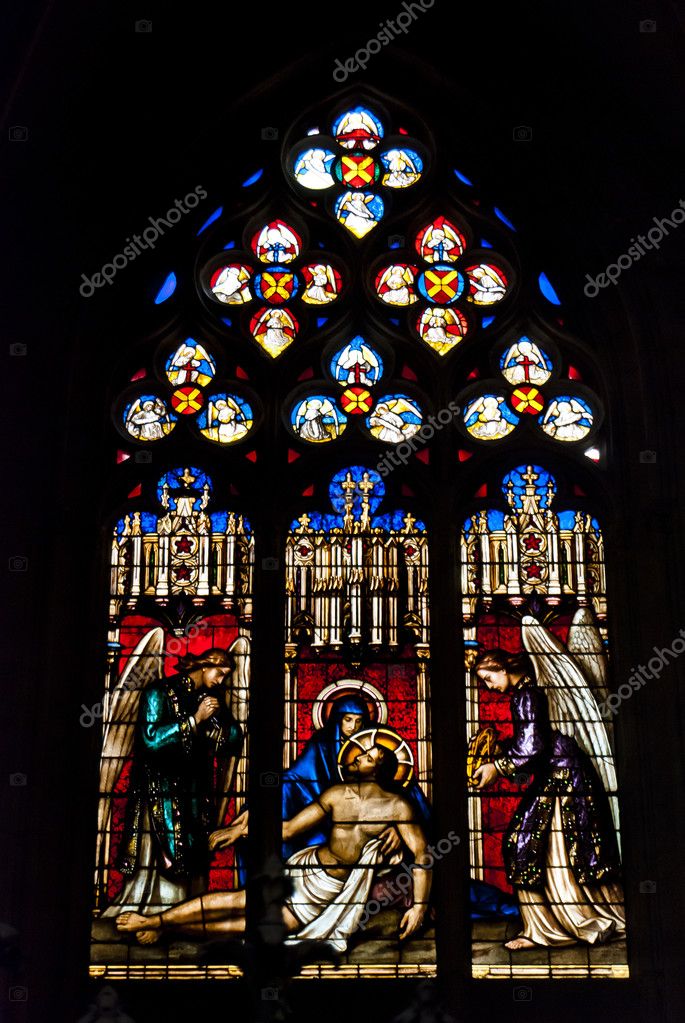 The mosaic window in cathedral of Saint-Jean, Lyon, France. — Stock ...