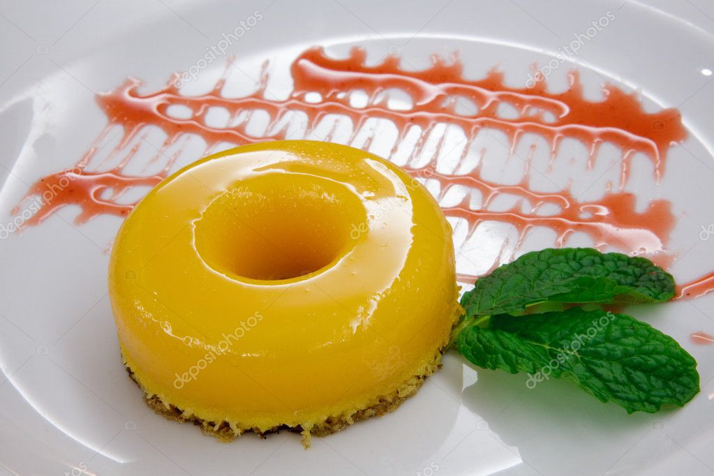 Yellow desert with mint leaves Stock Photo by ©papandreos 8695182