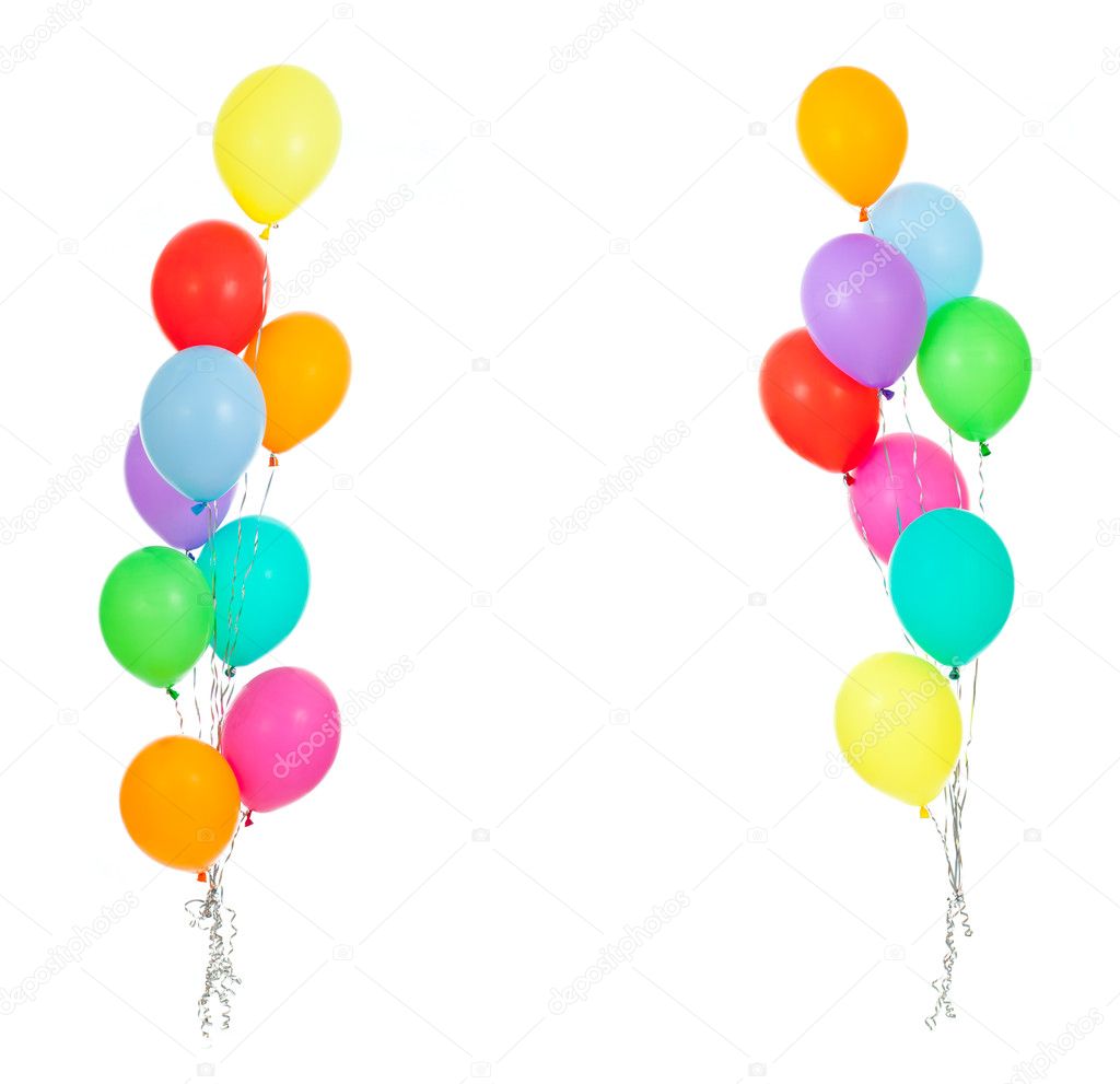 Marco de globos de colores aislados en blanco — Foto de stock © oksun70 ...