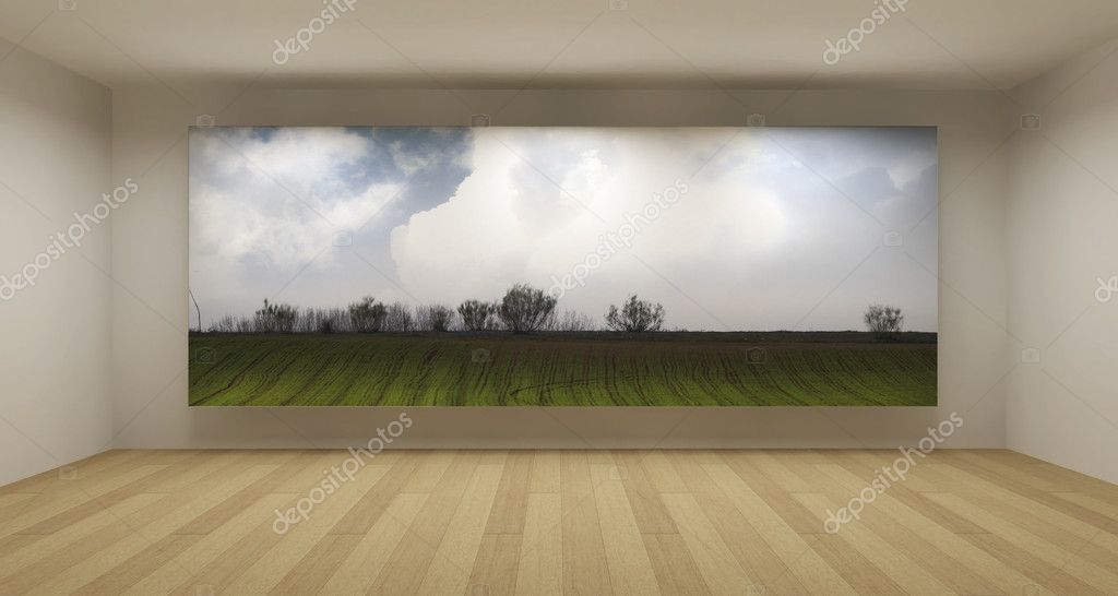 Empty room with nature picture, 3d art concept, clean space Stock Photo ...