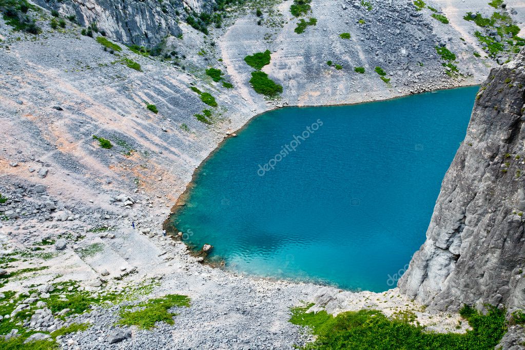 Imotski Blue Lake in Limestone Crater near Split, Croatia — Stock Photo ...