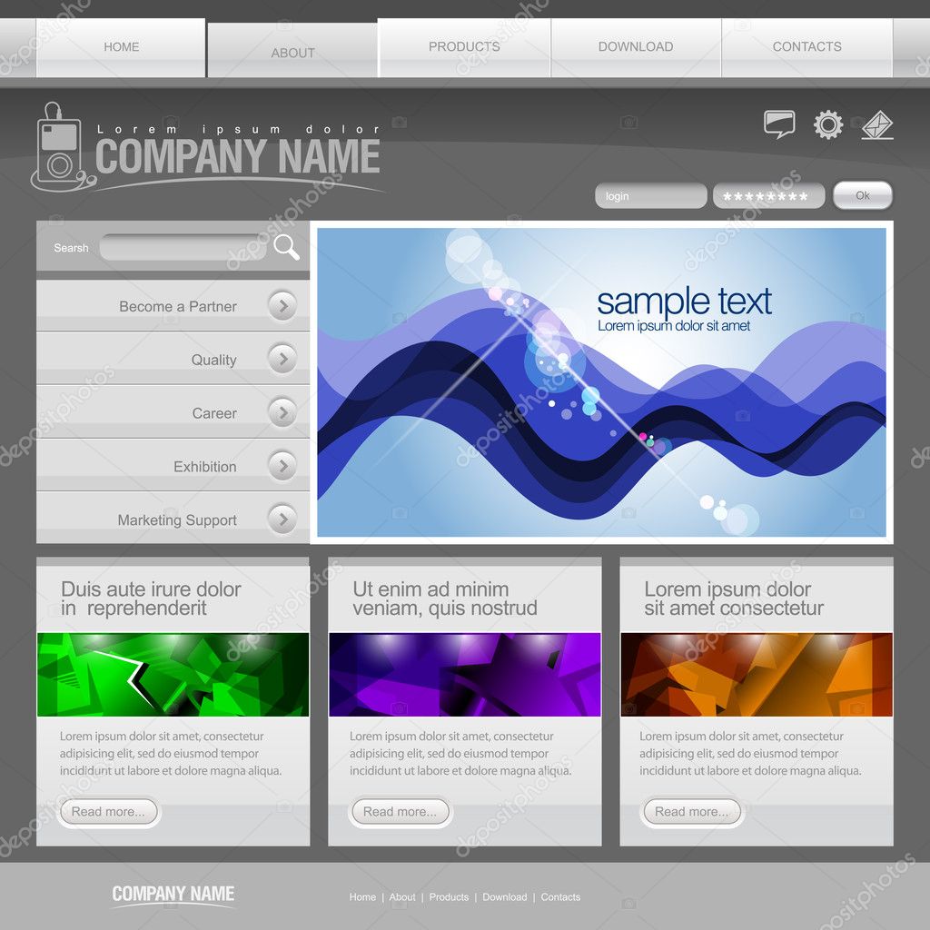 Gray Website Template 960 Grid. Stock Vector Image by ©Sooolnce #9139117