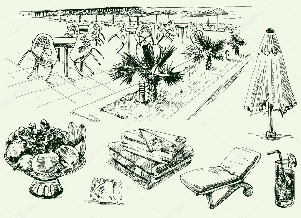 Cafe on the beach Stock Vector Image by ©lapuma #9601739