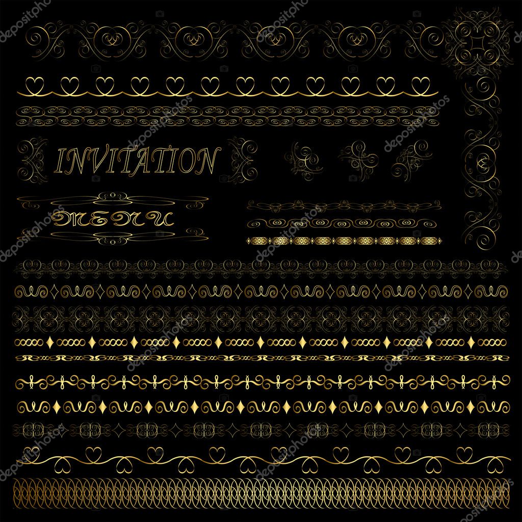 Gold border elements Stock Vector by ©eyematrix 9337396