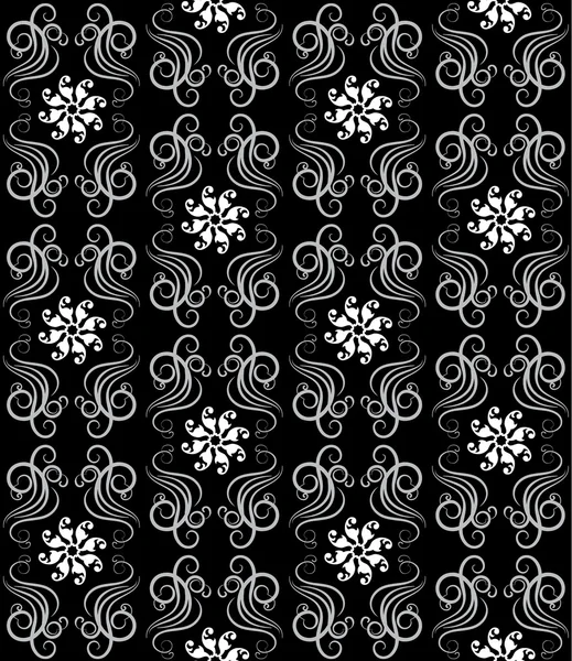 Black seamless pattern with silver elements - vector — Stock Vector ...