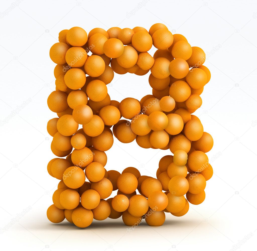 Letter B, font of orange citrus, white background Stock Photo by ...