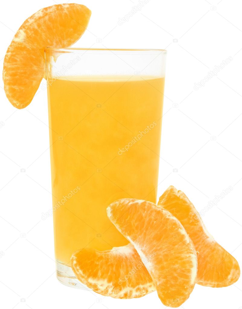 Vaso de jugo de mandarina con rodajas de mandarina — Fotos de Stock ...