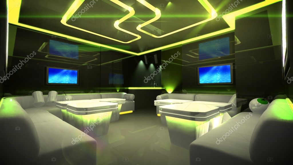 Yellow cyber interior room — Stock Photo © realcg #9654060