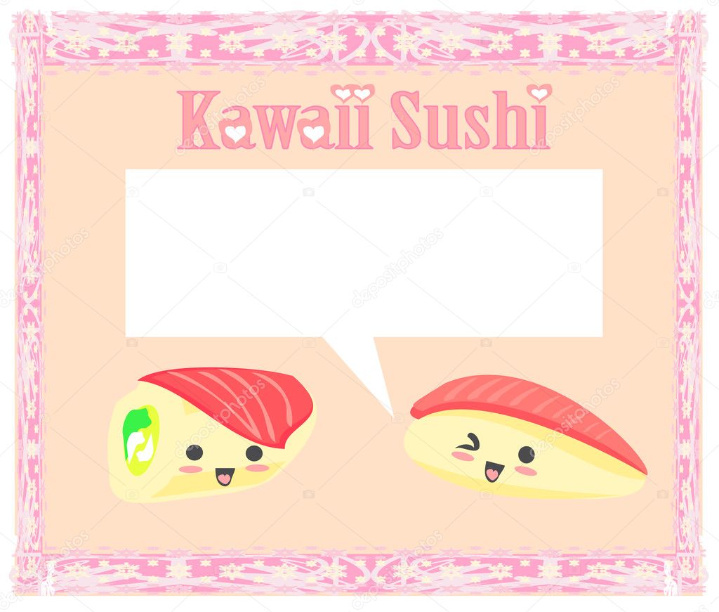 Cute sushi cartoon illustration card Stock Photo by ©JackyBrown 9262982