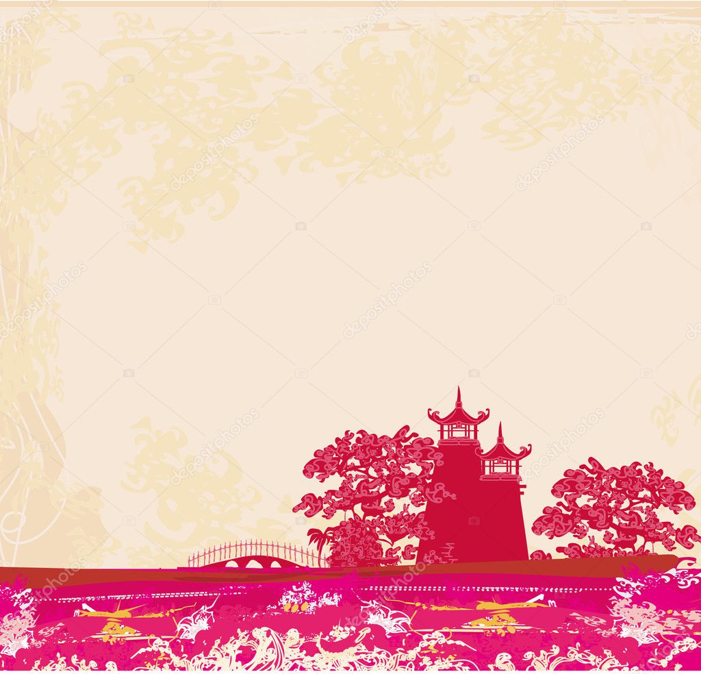 Old paper with Asian Landscape — Stock Photo © JackyBrown #9514845