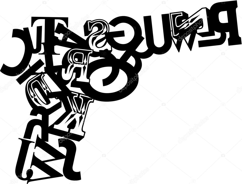 Gun composite of letters on white background — Stock Photo © difughtt ...