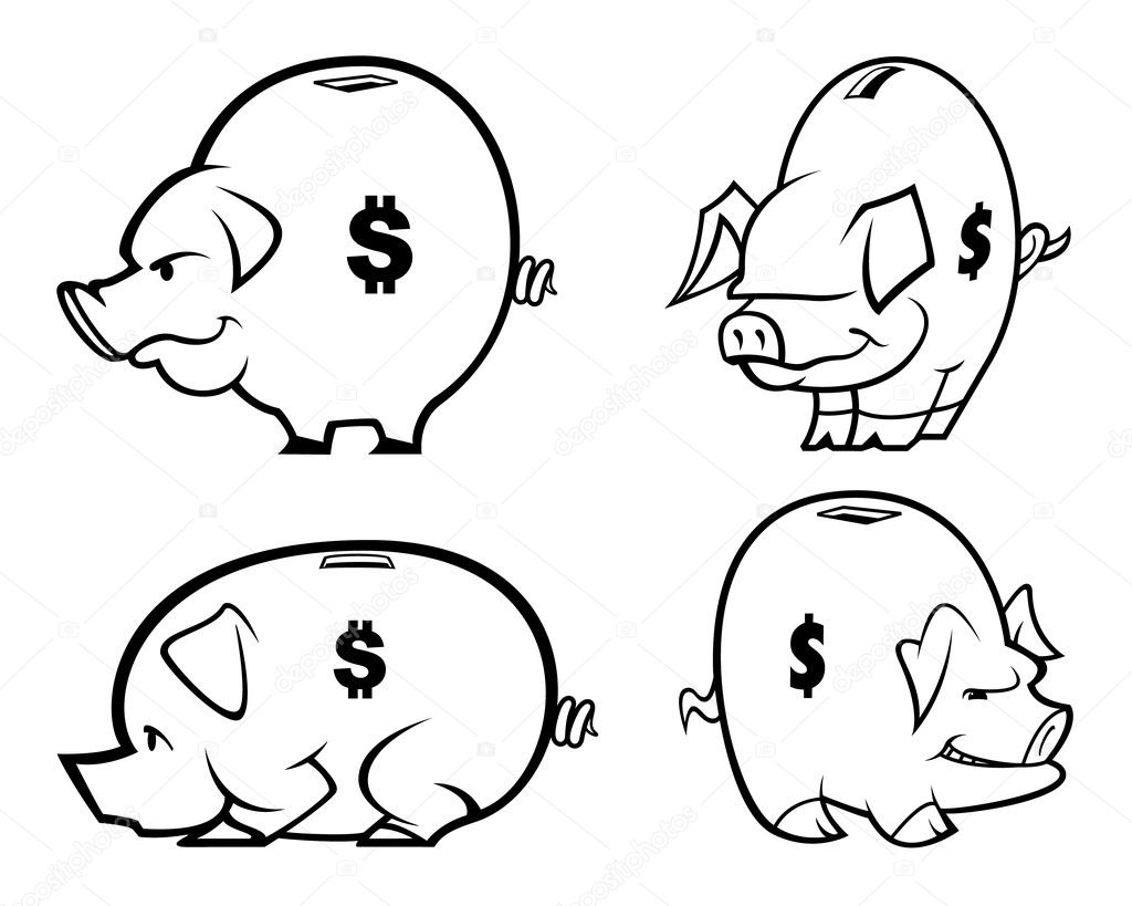 Vector de dibujos animados alcancía (un color) 2022