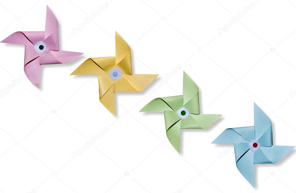 The Paper pinwheels isolated on white background — Stock Photo ...