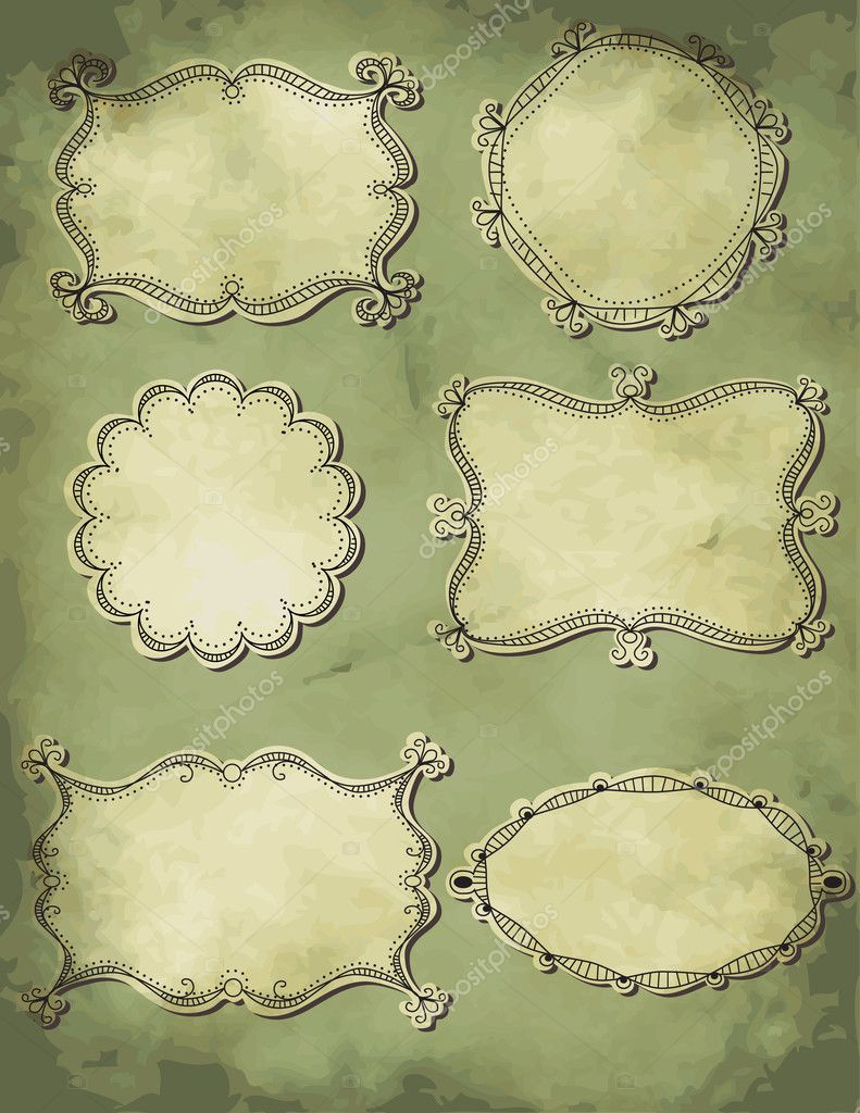 Vintage scribble labels Stock Vector Image by ©LanaN. #10523698