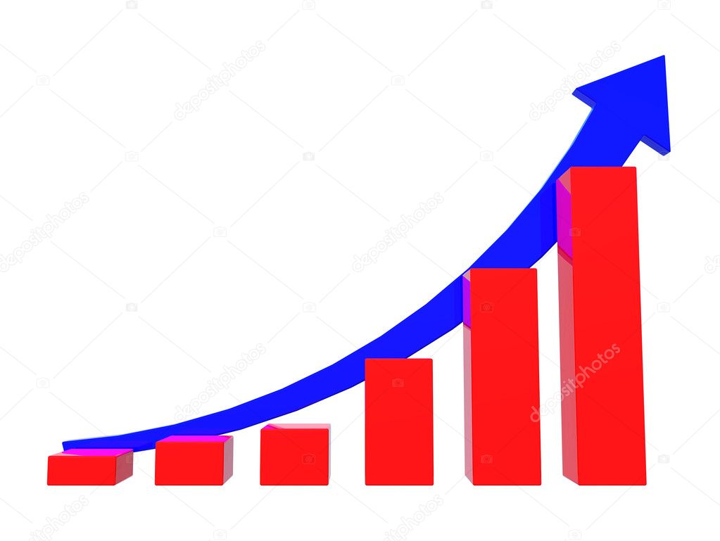 Red chart and blue arrow Stock Photo by ©supakitmod 9365739