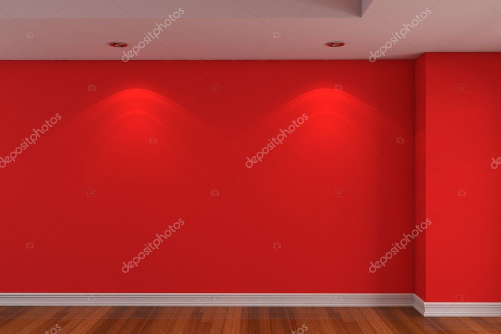 Habitación vacía pared de color rojo — Foto de stock #9638246 © sumetho