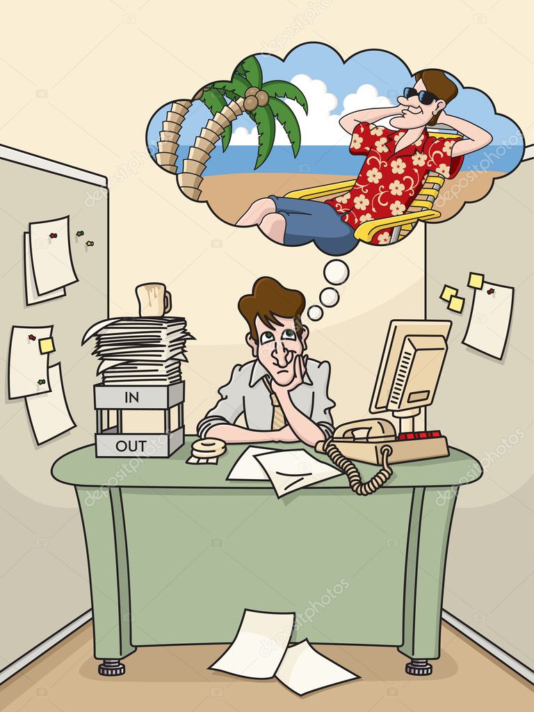 Office Daydream — Stock Vector © fiftyfootelvis #9499120