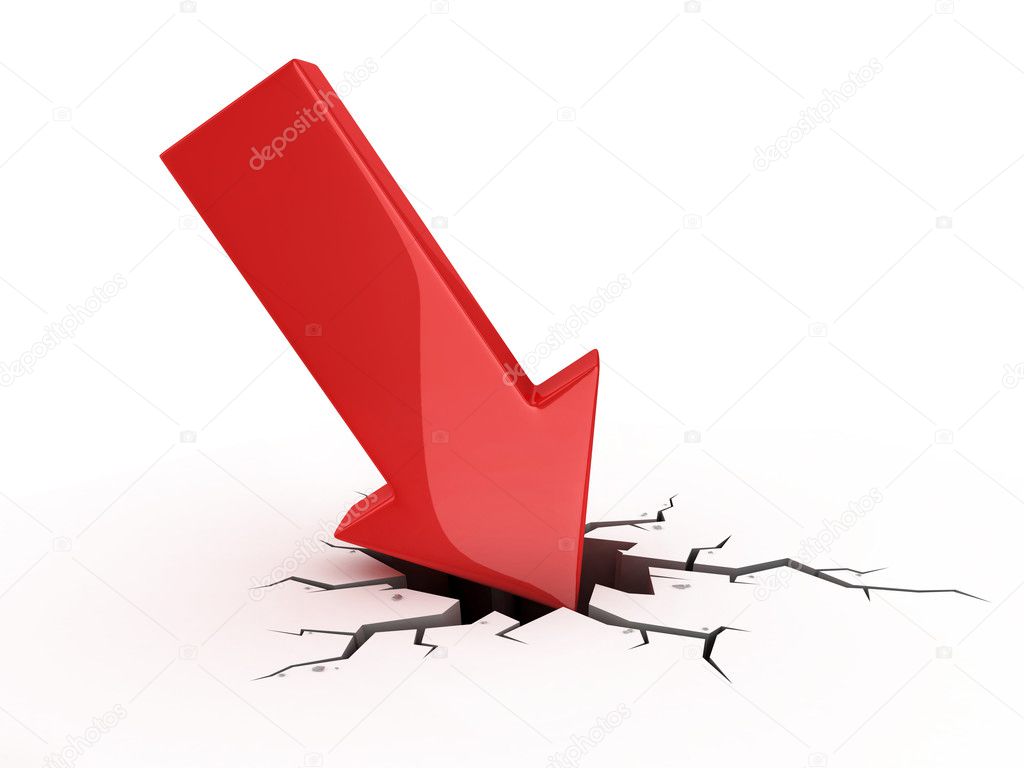 Fotos de Ilustración aislada 3d de caída de flecha roja - Imagen de ...