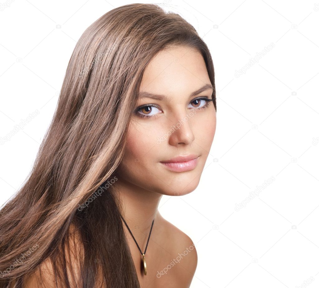 Beautiful Girl's Face. Isolated on white — Stock Photo © Subbotina ...