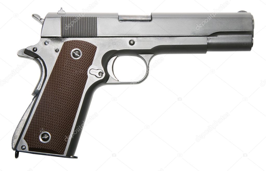 Isolated modern military two-colored firearm personal pistol — Stock ...